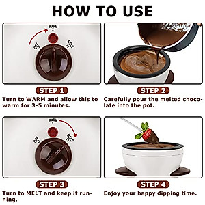 Micnaron Chocolate Fondue Pot Electric Chocolate Melting Pot Chocolate Maker Chocolate Marshmallow Candy Melting Warming Fondue Set Dipping Pot with 10pcs Forks & Removable Pot for Party, White