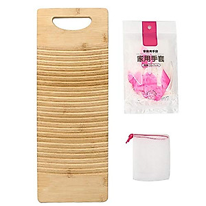 Junluck Laundry Washing Board, Clothes Cleaning Tools Modern and Simple Thicken Wooden 19.7in Washing Board, for Family Use Gift