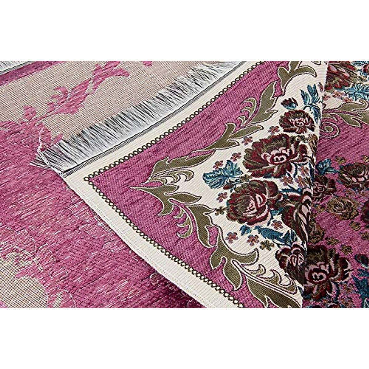 Muslim Prayer Rug with Prayer Beads | Janamaz | Sajadah | Soft Islamic Prayer Rug | Islamic Gifts | Prayer Carpet Mat, Chenille Fabric, Rose