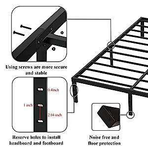 Upcanso 16 Inch King Bed Frame Heavy Duty Metal Platform King Size Bed Frames with 14 Inch Storage, Easy Assembly 3,500 lbs Steel Slats Support Mattress Foundation, Black