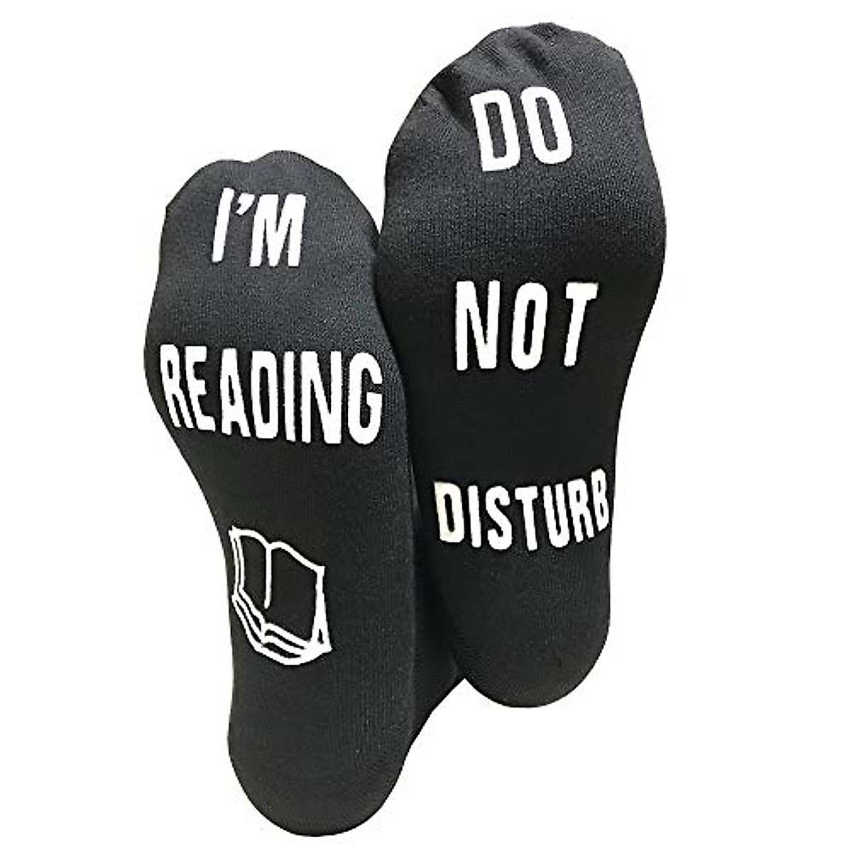 Do Not Disturb I'm Reading Novelty Nerd Socks Funny Gifts for Men Women Geeks (Black, Small)
