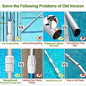 S-Union Thickened Telescopic 12 Feet Pool Pole, Upgraded Heavy Duty Aluminum Swimming Pool Cleaning Pole, Adjustable Length 4 to 12 Feet, Universal Pole for Skimmer Net Rake Brush Vacuum Head