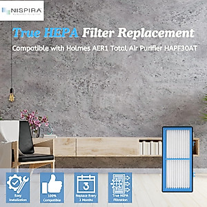 Nispira AER1 Filter Replacement for Holmes Air Purifier HAPF30AT HAP242-NUC Total Air True HEPA 1 Pack, 1.2 x 10 x 4.6 Inches