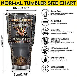 V VIBEPY All Over Printed, Veteran Tumbler, US Veteran Tumbler, Military Tumbler, Veteran Normal Tumbler, 30oz Stainless Steel Tumbler, Gift For Men, Gift For Him, Gift For Veteran, Coffee Tumbler