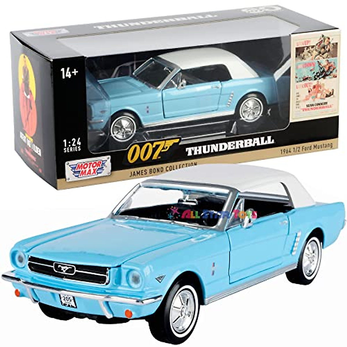 Motor Max 1964.5 Ford Ford Mustang, James Bond 79855WTQ - 1/24 Scale Diecast Model Toy Car