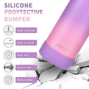 Mininoo Insulated Kids Water Bottle, 16oz Stainless Steel Water Bottle Kids with Paracord Handle for Girls, Boys（Purple/Pink）