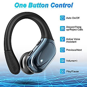 HOJAYK Bluetooth Headphones 60 Hours Playback, Noise Cancelling Wireless Earbuds with LED Battery Display Wireless Charging Case and Over-Ear Waterproof Headphones for Sports Running - Black