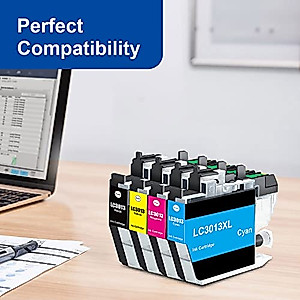 LC3013 4PKS High Yield Compatible Ink Cartridge Replacement for Brother LC3013 LC3011 LC-3013 Compatible with MFC-J895DW MFC-J491DW MFC-J497DW MFC-J690DW (1 Black, 1 Cyan, 1 Magenta, 1 Yellow)