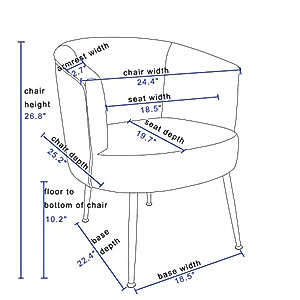 SSLine Velvet Accent Barrel Chair,Modern Upholstered Leisure Arm Chair with Adjustable Gold Metal Legs,Thickly Padded,Guest Chair Vanity Chair Club Chairs for Living Room Bedroom Office (Cyan Blue)