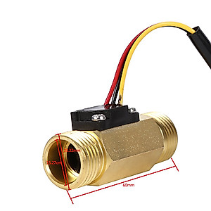 60mm G1/2" Copper Thread Hall Effect Liquid Water Flow Sensor Flowmeter Fluidmeter Liquid Water Flow Switch Meter 1-30L/min