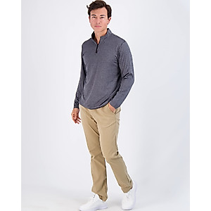 Real Essentials Mens Quarter 1/4 Zip Pullover Men Sweatshirt Long Sleeve Shirts 1/2 Athletic Fishing Dry Fit Shirt Gym Running Compression Golf Half Top Workout Sweatshirts, Set 2, XXL, Pack of 3