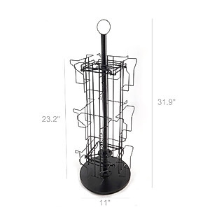 Fixtrue Displays 5 x 7" Rotating Greeting Card Display w/Sign Clip, Pocket Size: 5.8" Wide X 4.6" High, 12 Pockets. - Black 11701