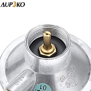 Aupoko Low Pressure One Pound Propane Tank Gas Regulator Valve, Portable Propane Table Top Regulator with 1/4’’ Barb Connection and 1"-20 Female Throwaway Cylinder Thread Inlet and an Orifice Outlet