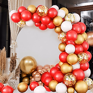 RUBFAC Gender Reveal Red Balloons, Different Sizes 105pcs 5/10/12/18 Inches for Garland Arch, Premium Party Latex Balloons for Birthday Wedding Valentines Day Baby Shower Graduation Party Decoration