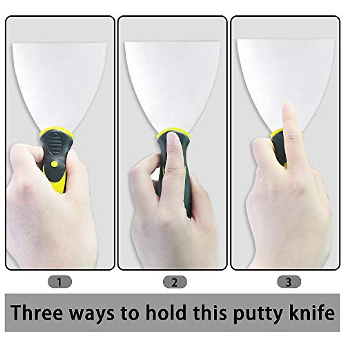 Listenman Putty Knife Set, 4 PCS (2,3,4,6 inch) Spackle Putty Knives, Metal Scrapers, Putty Scrapers for Drywall, Putty, Decals, Wallpaper, Baking, Patching and Painting