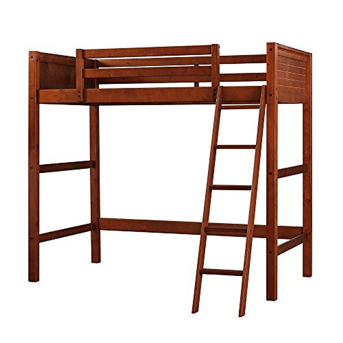 DHP Moon Bay Kids Wooden Loft Bed with Ladder, Twin, Walnut