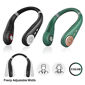 RDF Personal Neck Fan,Bladeless Rechargeable USB Powered Fan,Adjustable Strong Cooling Wind with Light(Green)