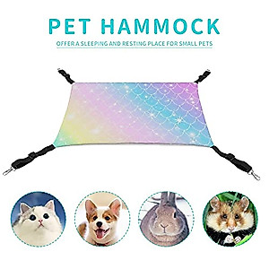 Gradient Star Fish Scales Pet Hammock Bed Guinea Pig Cage Hammock Small Animal Hanging Bed for Ferret, Chinchilla, Puppy and Other Small Animals