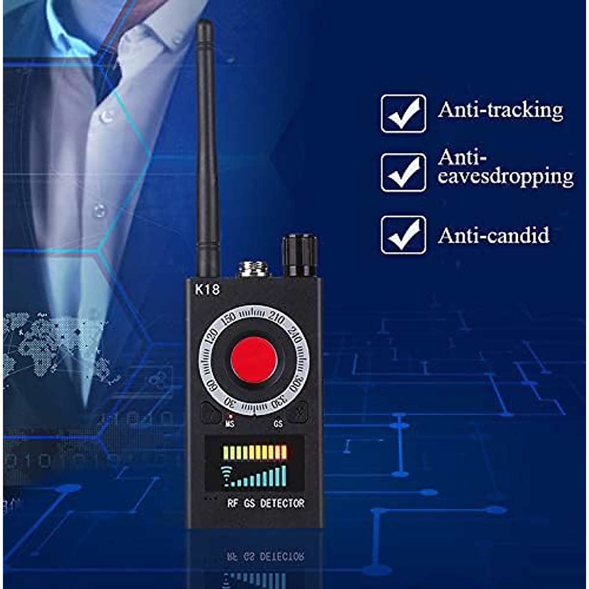 Hidden Anti Spy Wireless Camera RF Detector Bug K18 RF GS Detector(YLK-BJ-002)