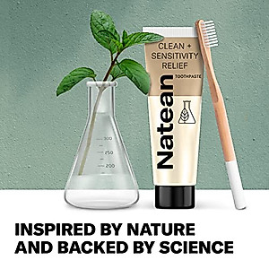 Natean Clean + Sensitivity Relief Toothpaste for Sensitive Teeth and Cavity Prevention - 4.7 Oz Tube, Citrus Orange Spearmint