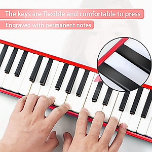 East top 32-Key Melodica, Professional Mouth Melodica Keyboard Organ Melodica Instrument for Adults, Students and Kids, As a gift, Set-Red