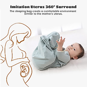 ZIGJOY Baby Transition Swaddle, 100% Cotton Wearable Blanket with Half-Length Sleeves and Mitten Cuffs Sleep Sack Sefl-Soothing Arms Up Swaddle, 3-6Months