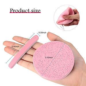 Loyim 120 Pieces Compressed Facial Sponge for Estheticians Face Makeup Removal Cleansing Sponge Pad Exfoliating Spa Wash Round Facial Cleansing Pads Supplies(Pink)