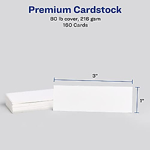 Avery Mini Business Cards with Sure Feed Technology, 1" x 3", Matte White, 160 Small Business Cards Total, Print-to-the-Edge, Laser/Inkjet Printable Cards (5329)