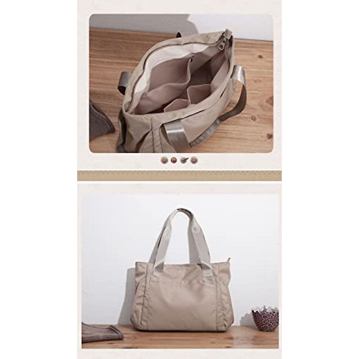 JJDreams Tote Bag Casual Shoulder Bag Top Handle Handbag Daily Travel Bag For Women,Beige