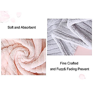 SYMGILA Microfiber Hair Towel Wrap, Hair Turbans for Wet Hair, Drying Hair Wrap Towels for Curly Hair Women Anti Frizz 2 Pack (Grey/Beige)