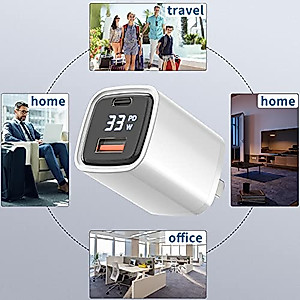 33W USB C Wall Charger, HOMELYLIFE USB Charger Block with Digital Display, PD+QC 3.0 Fast Charger, Dual Port USB Charger for iPhone 14/13/Pro Max,Samsung,Galaxy,Pixel,iPad,Laptop etc