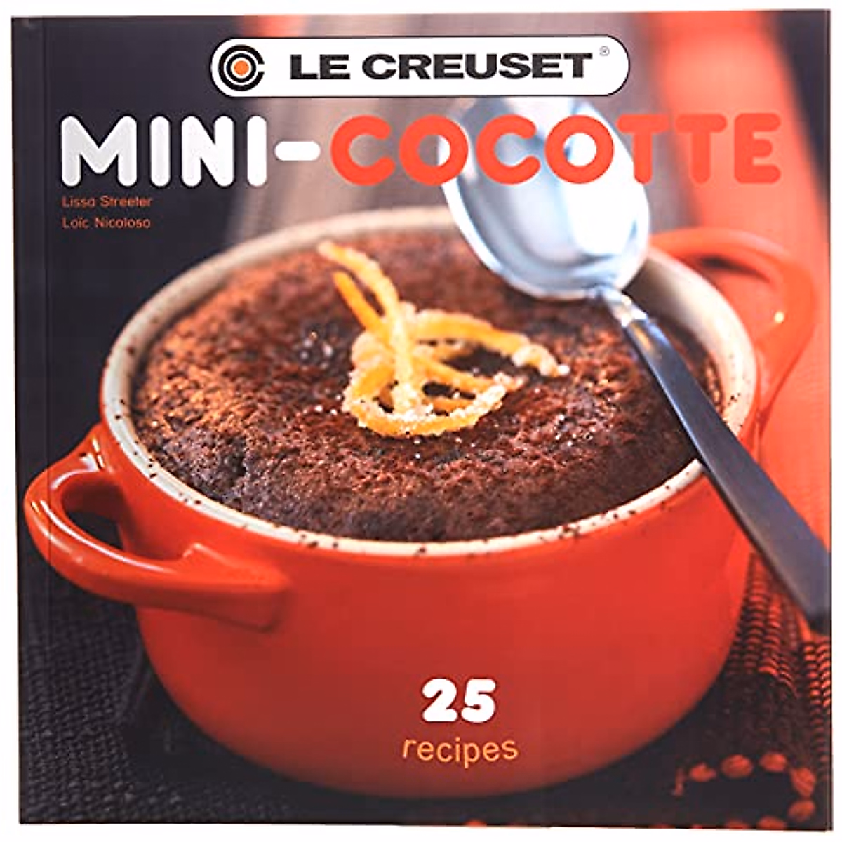 Le Creuset Stoneware Set of 4 Mini Cocottes with Cookbook, 8 oz. each, Cerise