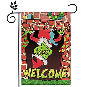 AnyDesign Christmas Garden Flag Vertical Double-Sided Waterproof Xmas Welcome Flag Funny Cartoon Character Outdoor Decorative Flag for Winter Holiday Farmhouse Lawn Patio, 12.5 x 18 Inch