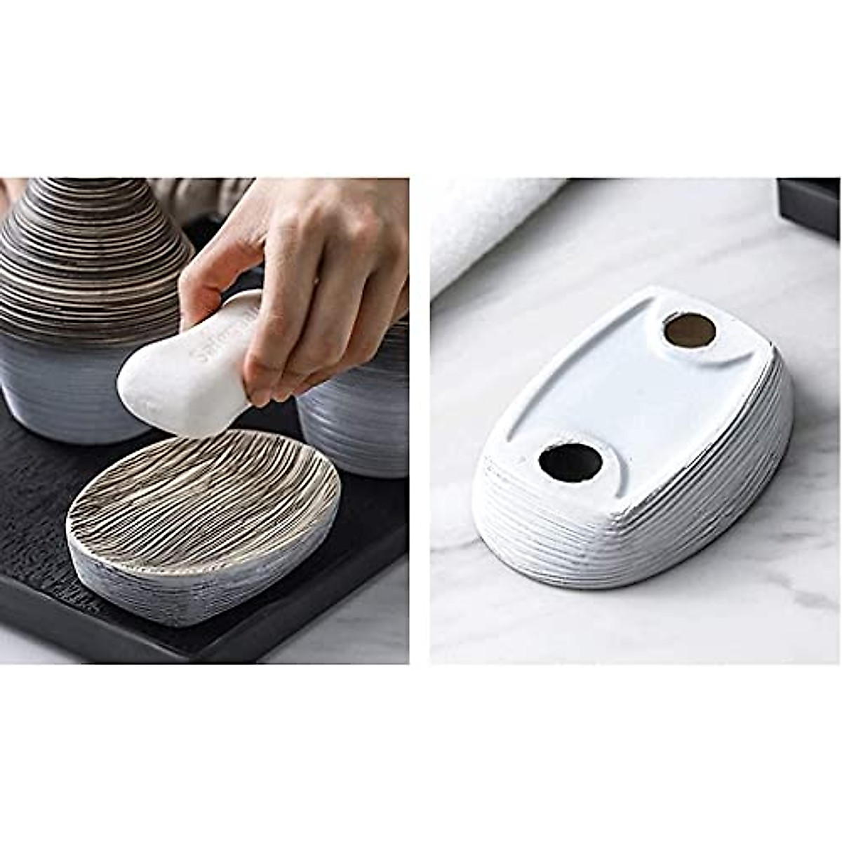 MADPET Soap Dispenser for Bathroom Kitchen, Bathroom Accessories Set Vintage Handmade Ceramic Bathroom 5-Piece Toilet Set Bathroom Supplies Set Wash Set, Toothbrush Cup Holder