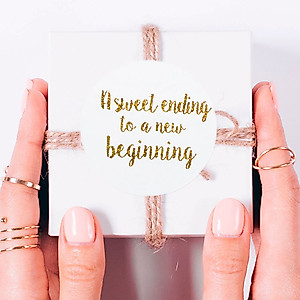 80-2” a Sweet Ending to a New Beginning Stickers, Wedding Favor Stickers Labels