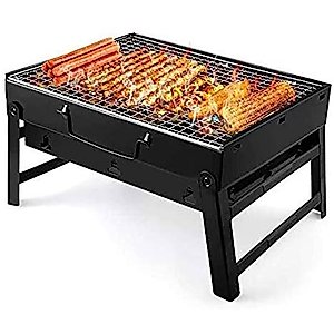 BBQ Grill Outdoor Barbecue Grill Charcoal Grill Barbecue Portable BBQ - Stainless Steel Folding Grill Tabletop Outdoor Smoker BBQ for Picnic Garden Terrace Camping Travel 15.35''x11.41''x2.95''