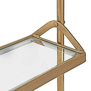 Kate and Laurel Marit Modern Industrial Wall Shelf with Metal Pipe Supports and Glass Shelves, Gold