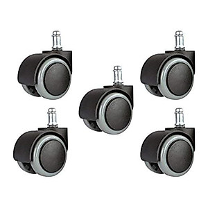 YIOVVOM 5PCS 2 Inch 11mm Universal Standard Size Roller Office Chair Replacement Wheels, Floor Protecting PU Plastic Office Chair Caster Wheels Standard Stem Size - Black/Gray