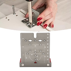 Stainless Steel Cup Style Concealed Hinge Jig with Clamp,35mm Drilling Guide Hole Punch Locator Kit for Cabinet Door Hinges Inset Improve Mounting Efficiency (L)