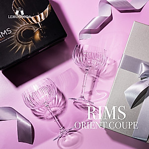 LEMONSODA Rims Orient-Coupe Cocktail Glasses - Quality Crystal Glass - Lead-free, Crystal Clear, Elegant Design, Luxury Cocktail Glass - Extra Durable - Set of 2 (Coupe)