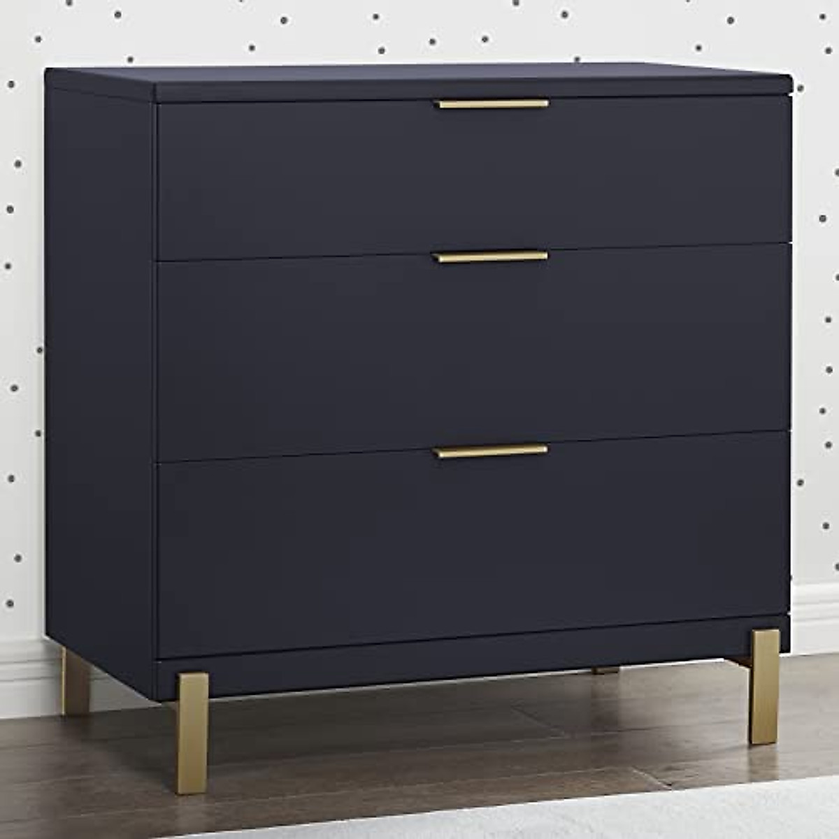 Delta Children Hendrix 3 Drawer Dresser, Midnight Grey/Bronze