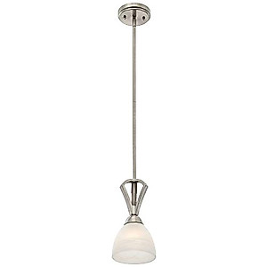 Possini Euro Design Milbury Satin Nickel Silver Mini Pendant Light 6" Wide Modern White Alabaster Glass Shade Fixture for Dining Room House Entryway Bedroom Kitchen Island Hallway High Ceilings