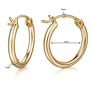 GIORGIA GIBBS 14K Gold Hoop Earrings for Women Trendy Well-polished Finish Round Fine Jewellery Brass with 14K Gold