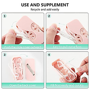Portable Dental Floss Picks Dispenser Floss Holder Upgrade Automatic Travel Case Floss Dispenser Refillable Floss Box Professional Floss Pick Organizer for Teeth Cleaning (4 Pack)