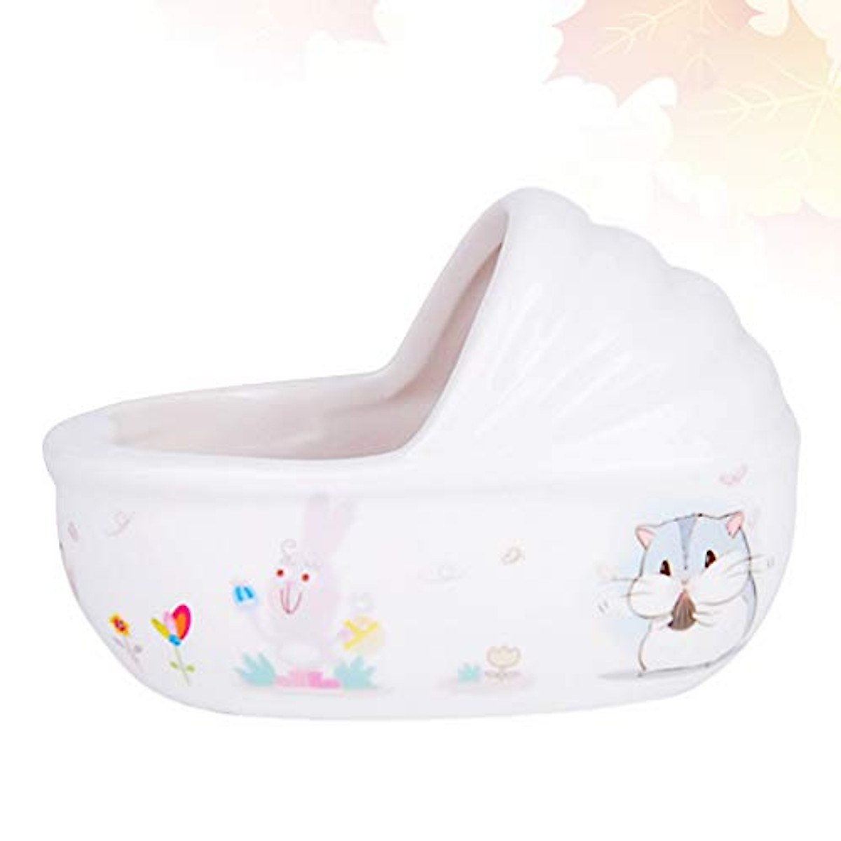 balacoo Ceramics Pet Hamster Bath House Chinchilla Bathroom Container Sauna Toilet Small Animal Sand Room Rat Hideout Nest for Hamster Chinchilla Small Pet (White)