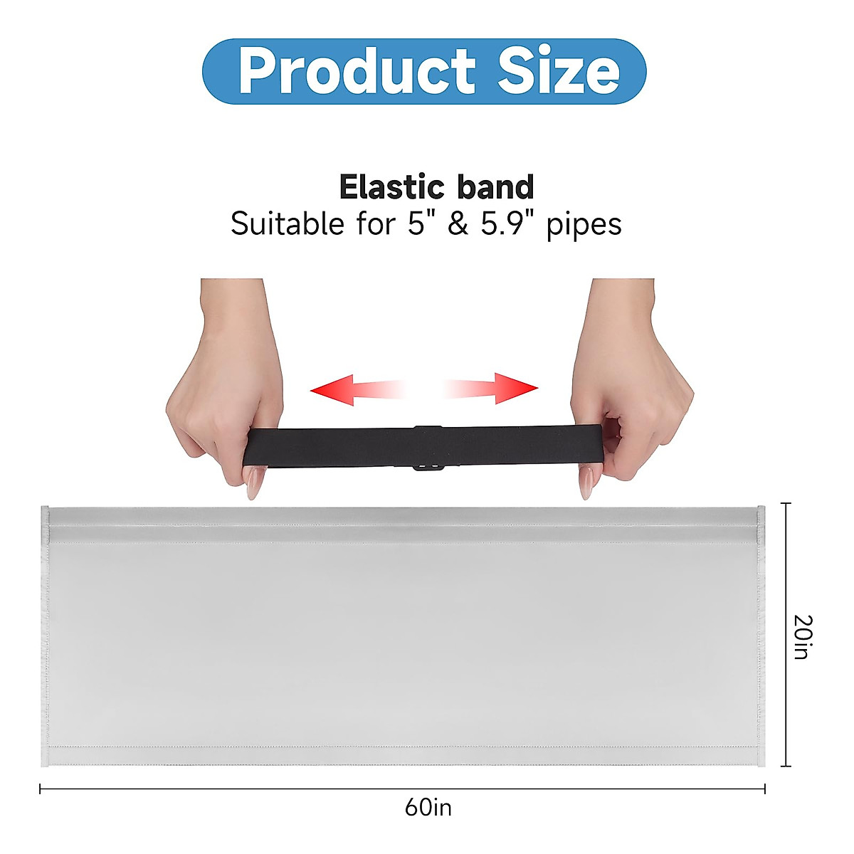 60-Inch Gray Insulated Air Conditioner Hose Cover Wrap for Portable AC Units, Fits 5-Inch to 5.9-Inch Diameter Exhaust Hoses