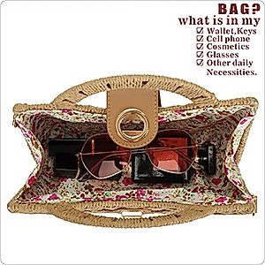 So'each Women Handmade Straw Wicker Woven Purse Boho Crossbody Shoulder Bag