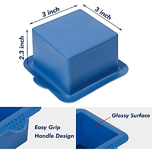 Webake Silicone Square Mold 3x3 Inch Mini Cake Pan for Individual Portion Baking Molds for Pastry, Ice Cube, Jelly, Soap, Candle, Pack of 4