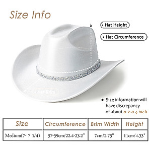 Lisianthus Glitter Cowboy Hat for Women and Men Party Disco Cowgirl Hat A-Sliver