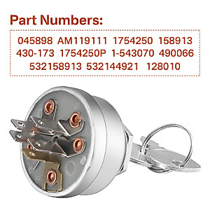 Ignition Starter Switch Compatible with Hustler Mower 045898 Ignition Key Switch with 2 Key Fits for Exmark Lazer Z, Super Z, Hydro Walk Behind